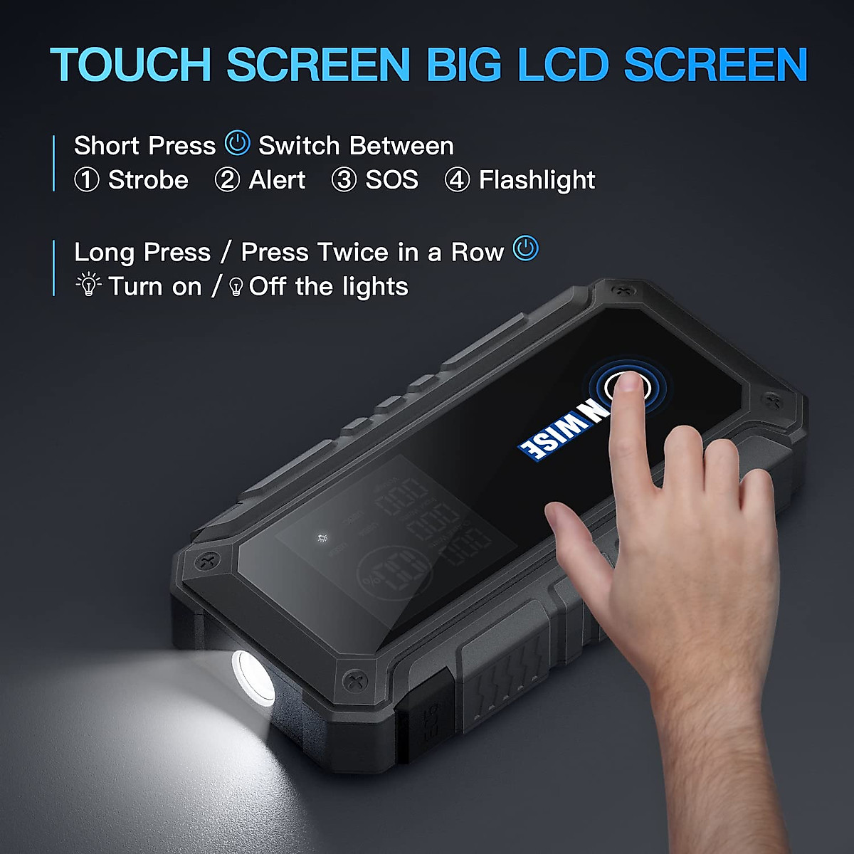 NWISE Car Jump Starter, 3000A Peak 25800mAh Portable Battery Starter (Up to 10L Gas or 8L Diesel Engine) with Smart Safety Jumper Clamps,12V Jump Boxes with 65W Fast Charging