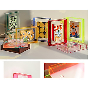 4 * 6 Picture Frame- Transparent Colorful Acrylic Picture Frame, Can Be Used For Art Photo Display, Wall Decoration, Children's Painting Display, Mutual Gifts and so on (Red)