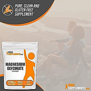 BulkSupplements.com Magnesium Glycinate Powder - Magnesium Bisglycinate, Magnesium Supplement, Magnesium Glycinate 400mg - Pure Magnesium Glycinate - 2200mg per Serving, 250g (8.8 oz)