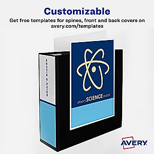 Avery Durable Clear View 3 Ring Binders, 3 Inch Binder Rings, 4 White Binders (09203)