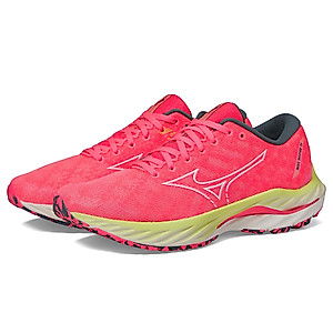 Mizuno Women's Wave Inspire 19 Running Shoe, High/Vis Pink/Snow White, 8