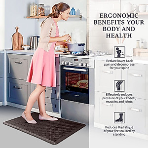 HappyTrends Cushioned Anti-Fatigue Rug,17.3"x28",Thick Waterproof Non-Slip Kitchen Mats Heavy Duty Ergonomic Comfort Rug for Kitchen,Floor,Office,Sink,Chocolate