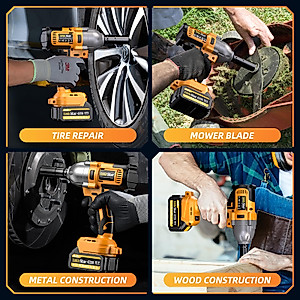 TaskStar Cordless Impact Wrench 1/2 Inch, 900N.m(664ft-lbs) High Torque Brushless Power Impact Gun, 21V 3300RPM Electric Impact Driver with 2x4.0Ah Battery & Fast Charger for Car Tires Truck