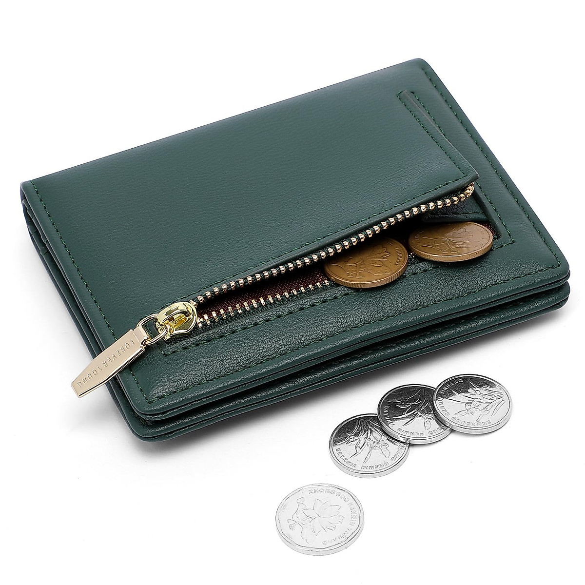 Altally Small Women Wallet RFID Blocking Bifold Pocket Wallet Slim Compact Ladies Purse Mini Wallets For Women (Dark Green)