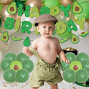 Avocado Themed Birthday Party Decorations Supplies with Glitter Avocado Birthday Garland Banner Cake Topper Let's Avocado Set for Avocado Baby Shower Birthday Party Supplies