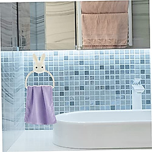 FONDOTIN 2pcs Towel Rack Wall Hanger Hooks Towel Rack Wall Mounted Beach Towel Clip Bath Towel Holder Round Towel Holder Year of Rabbit Decoration Towel Hanger Cartoon Towel Holder White