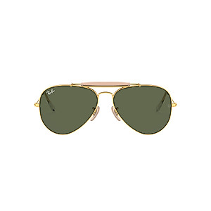 Ray-Ban RB3029 Outdoorsman II Aviator Sunglasses, Gold Rose/G-15 Green, 62 mm