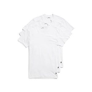 POLO Big Ralph Lauren Men's Classic Fit Cotton V-Neck Undershirt 3-Pack, White/Cruise Navy-3 Pack, 1X Tall