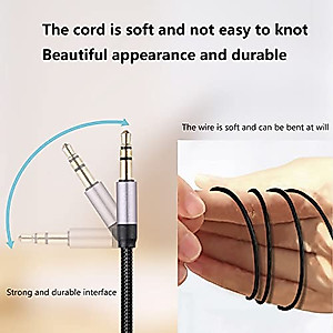 VAKS 3.5mm AUX Cable (6.6 ft / 2m, Hi-Fi Sound), Nylon Braided Audio Auxiliary Stereo Adapter Male to Male AUX Cord for iPhone/Headphones/Home/Car Stereos/Smartphones/Tablets, Grey