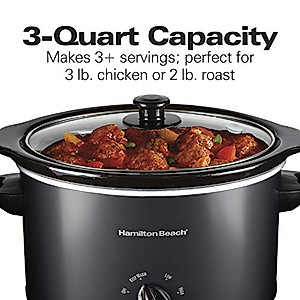 Hamilton Beach 3-Quart Slow Cooker With Dishwasher-Safe Crock & Lid, Matte Black (33231)