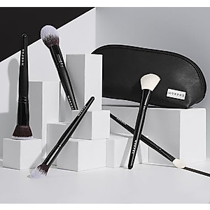 Morphe Face The Beat Makeup Brushes - 5 Piece Makeup Brush Set with Foundation, Blush, Contour & Blending Brushes - Made with Synthetic Bristles & Includes Makeup Brush Case (5 Count)