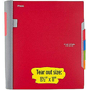 Five Star Advance Spiral Notebook, 5 Subject, College Ruled Paper, 200 Sheets, 11 x 8-1/2 inches, Teal (73152)