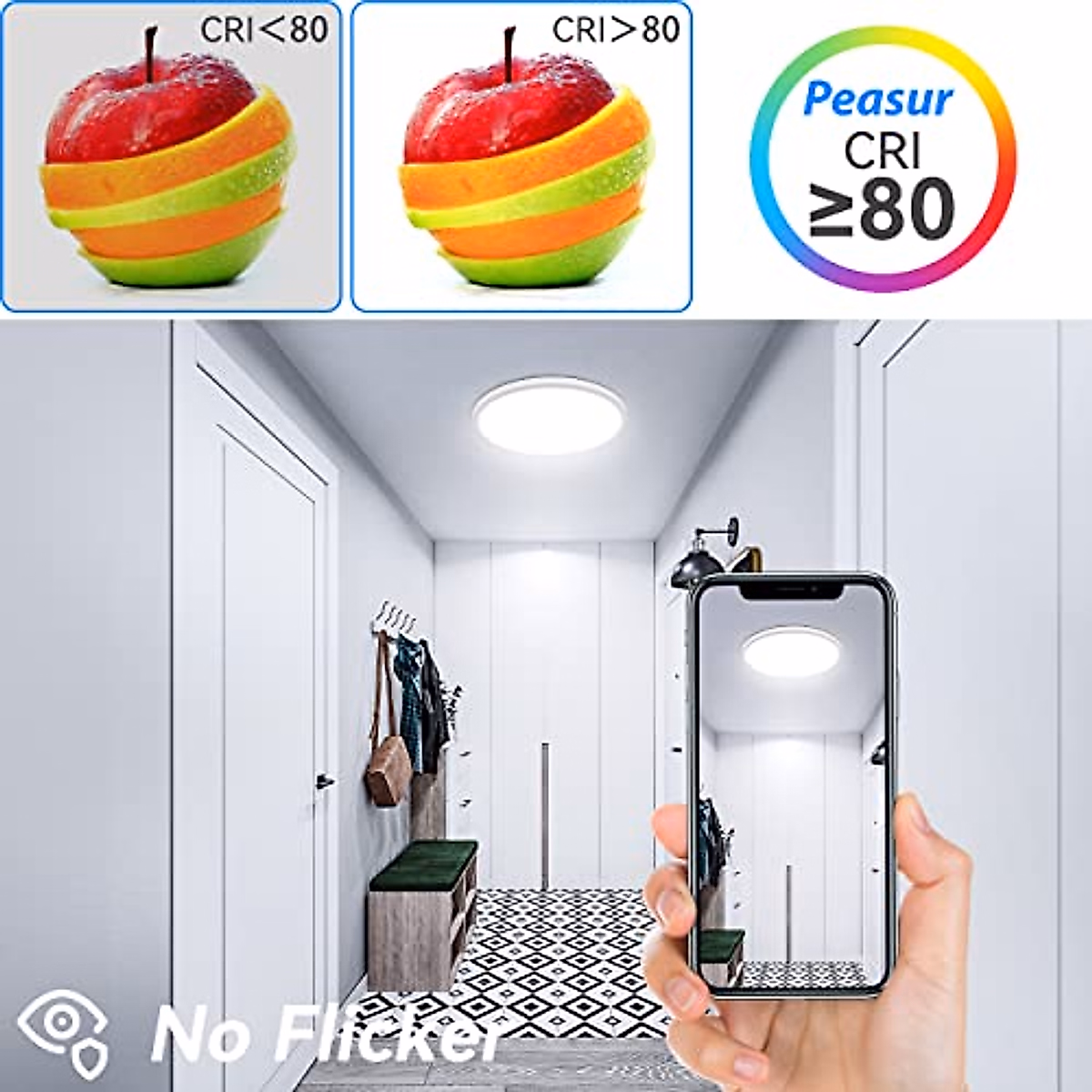 5Pack 9Inch Flush Mount Ceiling Light White,18 Watt 5000K LED Ceiling Light Fixture, Ultra Slim Close to Ceiling Light Fixture, Round Flat Low Profile Ceiling Lamp For Kitchen Bedroom Basement Hallway