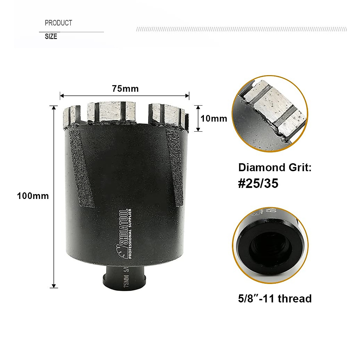 SHDIATOOL 2 Inch Granite Hole Saw Plus SDS Adapter for Marble Hard Stone Bricks