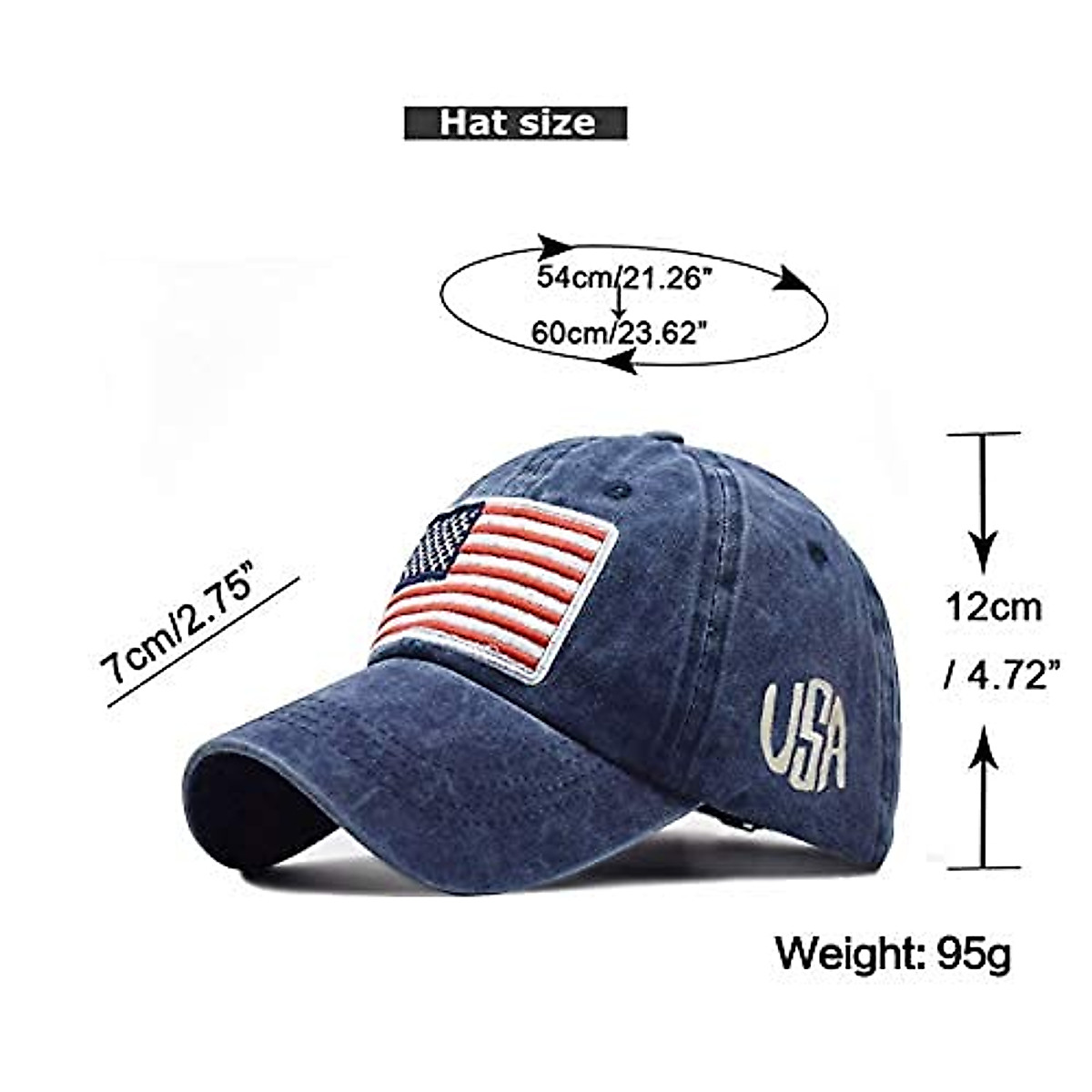 IZUS American Flag,Distressed Baseball Hat – Distressed Cotton-Blend Dad Hat Embroiderred for Adult (Navy)