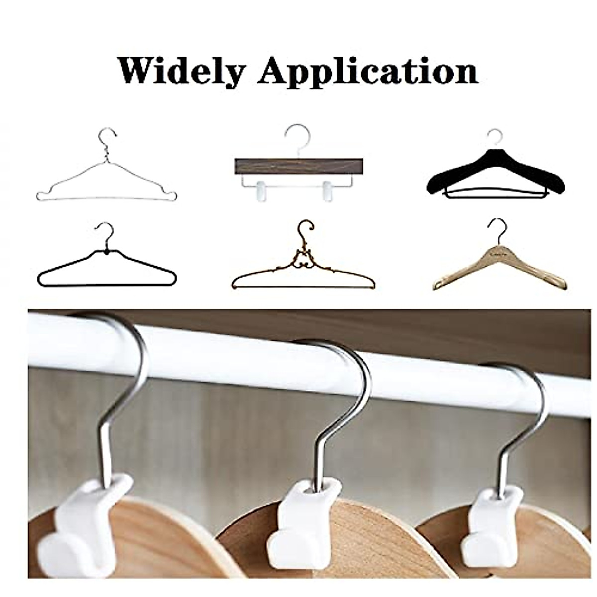 KiGesYo 48Pcs Clothes Hanger Connector Hooks, Cascading Hanger Hooks Extender Clips Connection Hooks for Heavy Duty Space Saving Outfit Hangers or Clothes Closet (White)