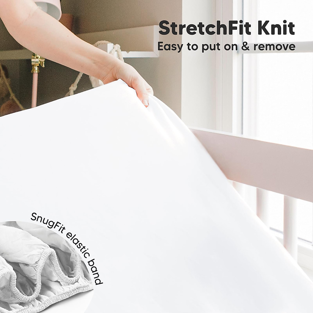 2-Pack Crib Sheets for Boys, Girls - Viscose Derived from Bamboo Fitted Crib Sheet, Baby Crib Sheets Neutral, Crib Mattress Sheet, Toddler Bed Sheets, Baby Sheets for Crib Fitted Sheets (Soft White)