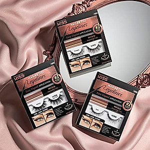 KISS Magnetic False Eyelashes, Lure', 12 mm, Includes 1 Pair Of Magnetic Lashes, Magnetic Lash Eyeliner, Contact Lens Friendly, Easy to Apply, Reusable Strip Lashes
