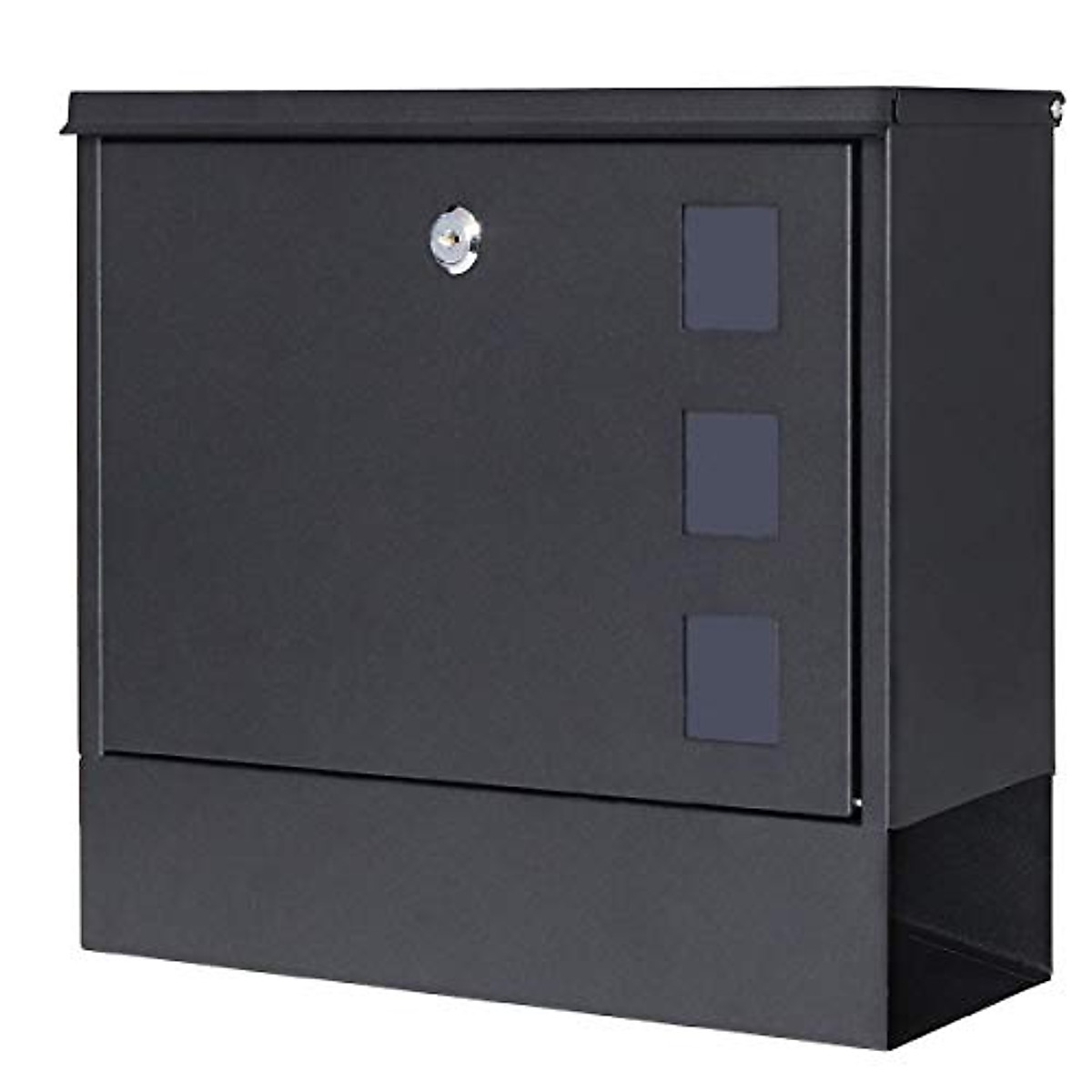 Locking Mailbox Wall Mounted Vertical– Jssmst mailboxes with Key Lock Large Capacity, 14.3 x 4.1 x 11.8 Inch, Black, SM-HPB911BN