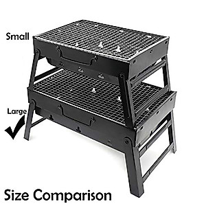 HTTMT- Foldable Compact Barbecue BBQ Grill Charcoal Stove Shish Kabob Tabletop For Outdoor Camping Picnic Travel Cooker [P/N: ET-COOK007-BK]