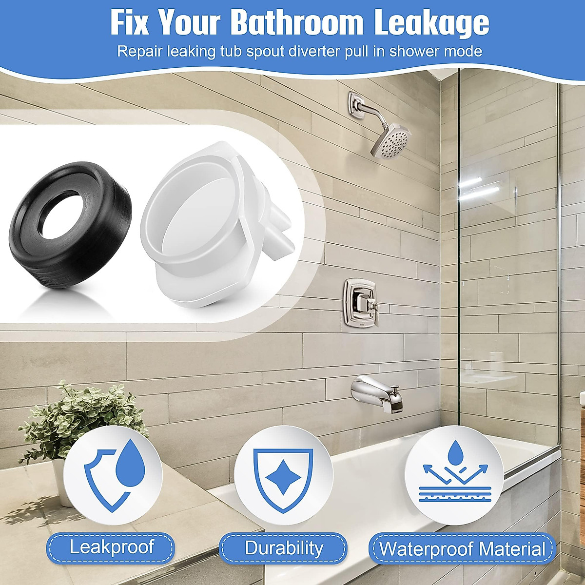 Dreyoo 6 Pack 101237 Cup Seal & Diverter Gate Compatible with 3800 Tub Spout, Tub Spout Replacement Parts for Shower Bathtub Faucet Diverter Spout