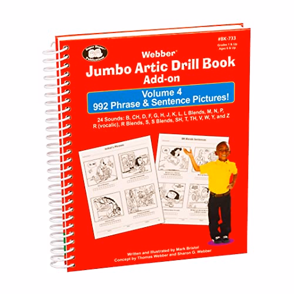 Super Duper Publications | Webber® Jumbo Artic Drill Book Phrase & Sentence Pictures Volume 4 | 992 Phrase & Sentence Pictures | Speech Therapy - Articulation | Educational Learning Resource