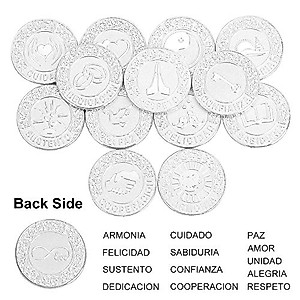 TINGKU Spanish Silver Wedding Unity Coins Set Arras de Boda Wedding Arras Coins Ceremony Souvenirs Accessories with Heart Shaped Box