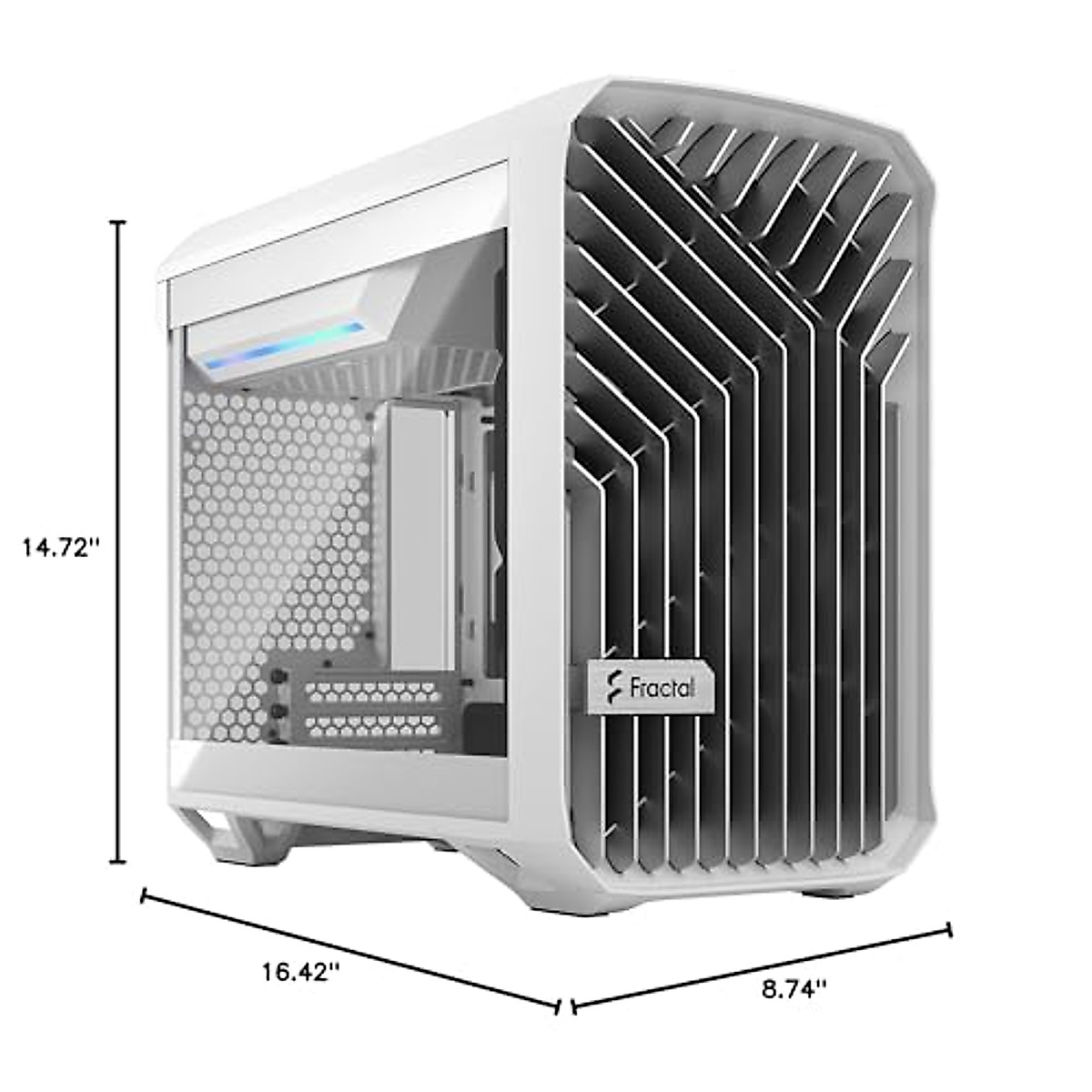 Fractal Design Torrent Nano White - Clear Tint Tempered Glass Side Panel - Open Grille for Maximum air Intake - 180mm PWM Fan Included - Type C - mITX Airflow Mini Tower PC Gaming Case