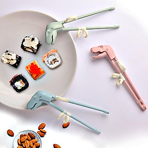 Kids Training Chopsticks, ChaLeeMOO Reusable Dinosaur Trainer Chopsticks Helper Set, Cute T-Rex Kids Utensils, Both for Right-handed and Left-handed Also Great for Adults to Use, 3 Pairs BPA Free