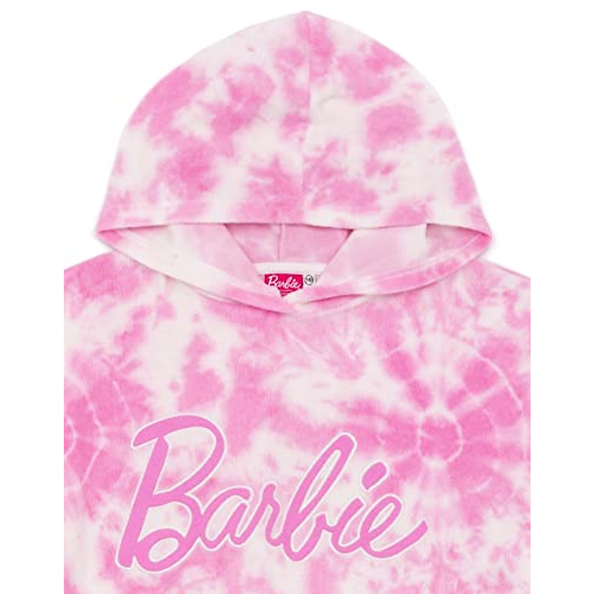 Barbie Girls Towel Poncho | Kids Pink Tie Dye Wearable Bath Towel | Doll Graphic Changing Robe | Cosy Swimwear Beach Cover Up