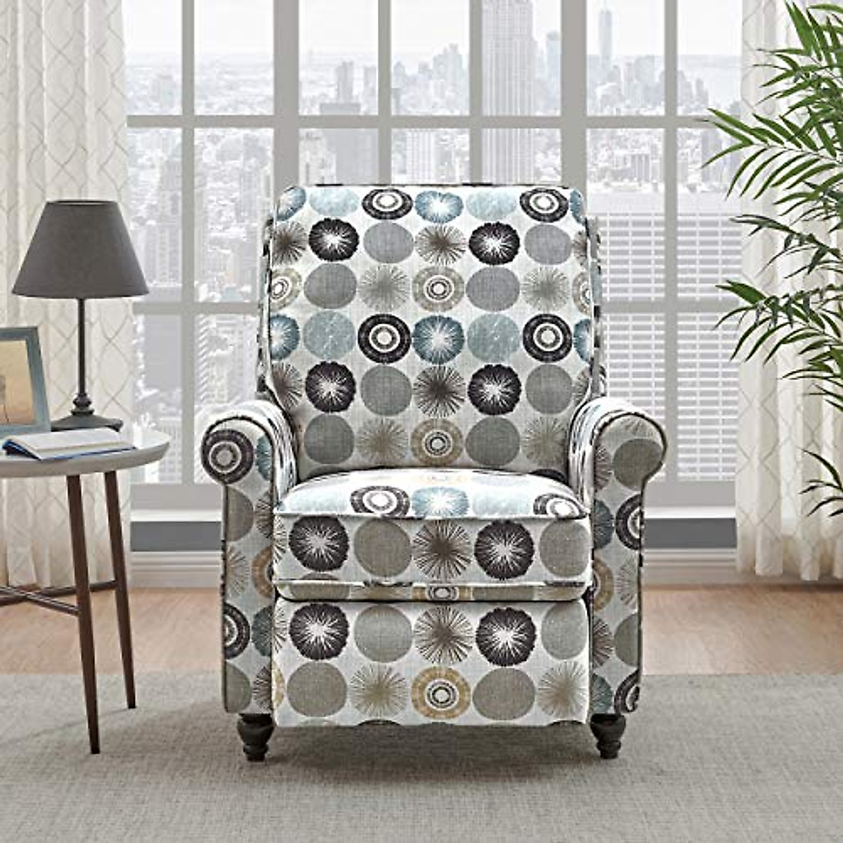 Domesis Chester - Fabric Hill -ush Back Recliner Chair, Taupe Multi-Starburst