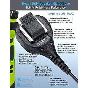 commountain Speaker Mic Compatible with Motorola Radios APX 6000, APX 7000, APX 8000, APX 4000, XPR 7350e, XPR 7550, XPR 7550e, XPR 7580e, APX6000, XPR7550e, APX XPR Shoulder Microphone-5 Pack