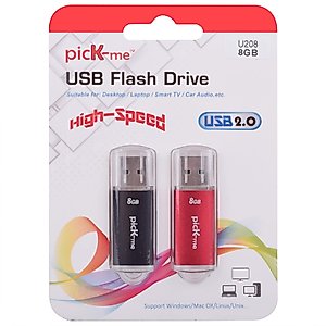 picK-me USB2.0 Flash Drive, 2 PCS USB Memory Stick Drives Bulk, for Data Storage and Share, for Desktop/Laptop/Smart TV/Car Audio etc (8GB)