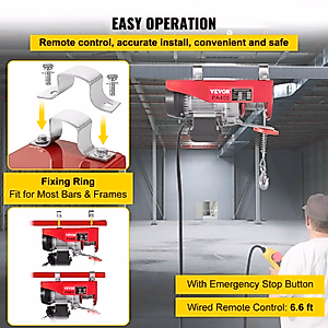 VEVOR 880LBS Electric Winch, Steel Electric Lift, 110V Electric Hoist With Wireless Remote Control