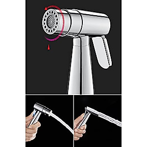 ZLOCYIVHE Handheld Bidet Toilet Sprayer Diaper Bidet Toilet Sprayer Bidet Sprayer for Toilet Brass 3m Hose Double Control Angle Valve Cleaning Toilet,Chrome A(Chrome B)