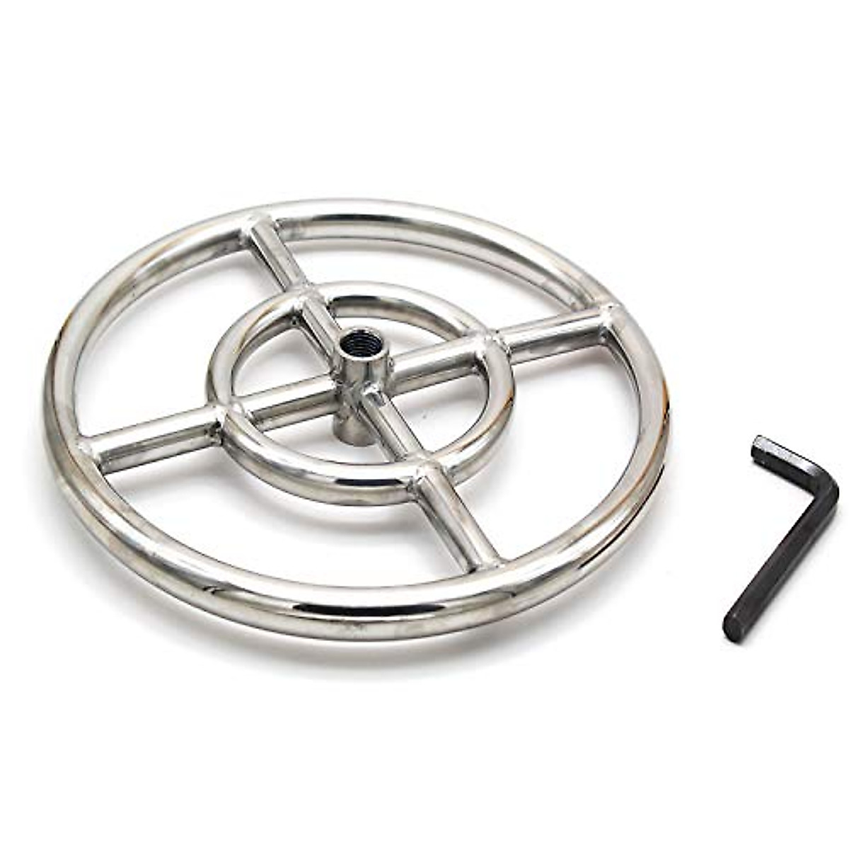 MENSI 12" Stainless Steel Double Fire Ring Burner for Gas Fire Pit 92,000 BTU