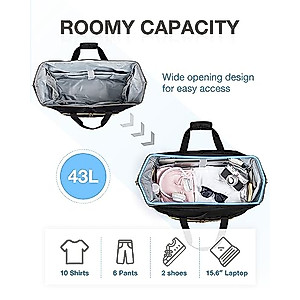 Rolling Duffle Bag with Wheels 21", BAGSMART Carry-on Luggage Large Travel Bag with Shoes Compartment, Weekender Overnight Bag for Travel, Business Trips(Black)