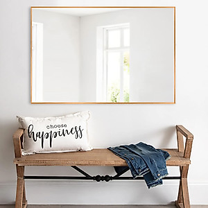 NeuType 38"x26" Wall Mirror Full Length Mirror Floor & Full Length Mirrors Full Body Mirror Gold Mirror Shower Mirror Dressing Mirror Boho Mirror Aluminum Alloy Frame No Stand