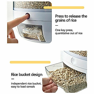 LOYALHEARTDY 6-Grid Rice Dispenser Rotating Rice Grain Dispenser Dry Grain Storage Container Tank Food Dispenser Kitchen for Grains, Rice, Beans, Coffee Beans