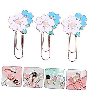 Operitacx 3pcs Cherry Blossom Paper Clip Girl Hair Clips Flower Bookmark Bookmarks for Kids Bulk Antique Bookmark Paper File Clip Holder Reading Bookmark Page Marker Clip Bookmark Clip Metal