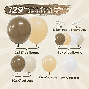 Brown Balloon Garland Kit, JOGAMS 129 Pack Neutral Balloon Arch, 5/10/18 Inch Brown Nude Balloons for Baby Shower Bridal Shower Birthday Decorations Neutral Theme Party Decorations