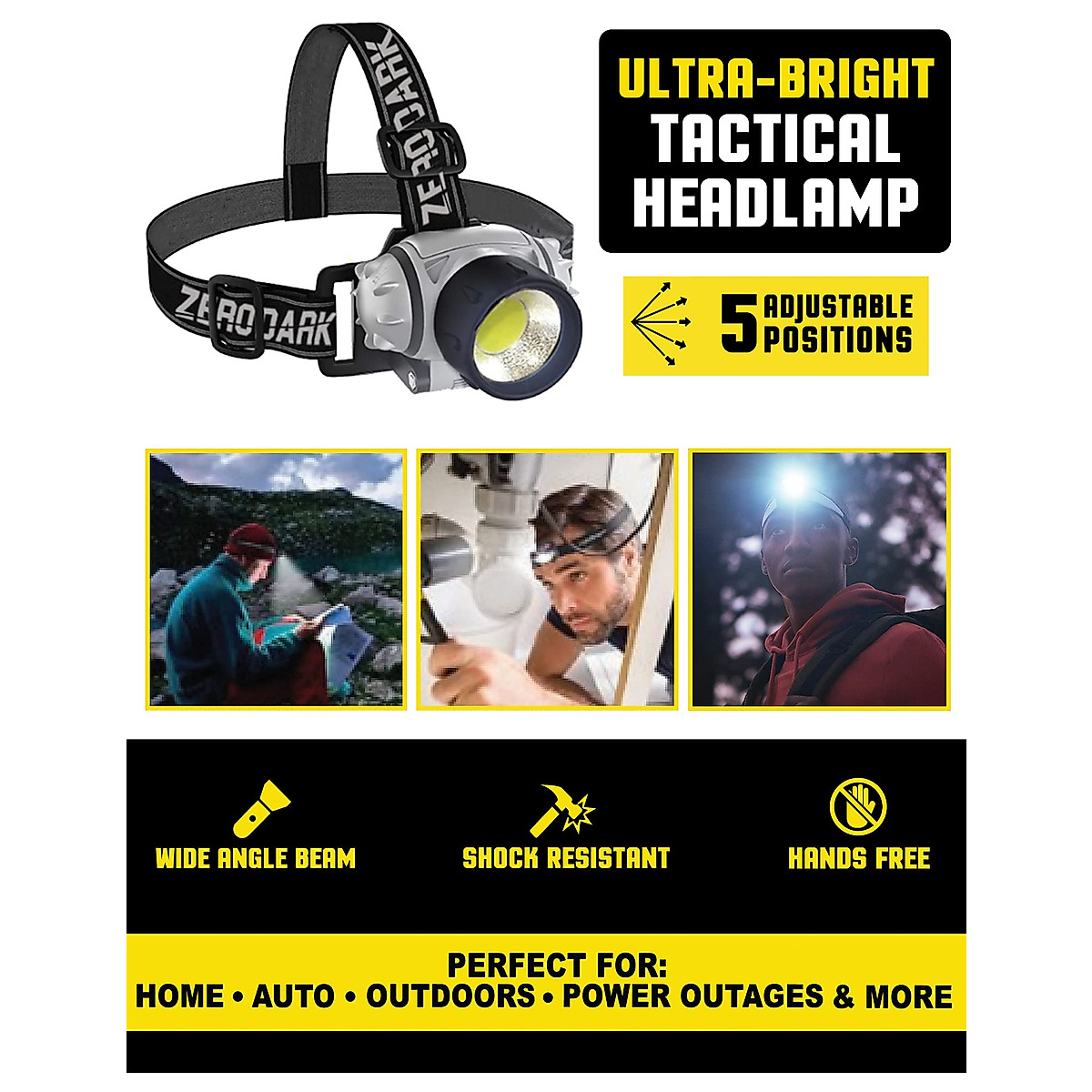ZeroDark Flashlights Headlamp Lantern 3-Piece Set, Flashlight + Head Lamp + Camping Lantern Battery Powered LED High Lumens Camping Lights flashlights for Emergencies
