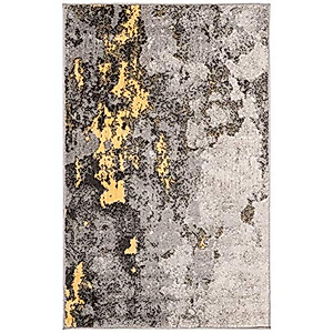 SAFAVIEH Adirondack Collection Accent Rug - 3' x 5', Grey & Yellow, Modern Abstract Design, Non-Shedding & Easy Care, Ideal for High Traffic Areas in Entryway, Living Room, Bedroom (ADR134H)