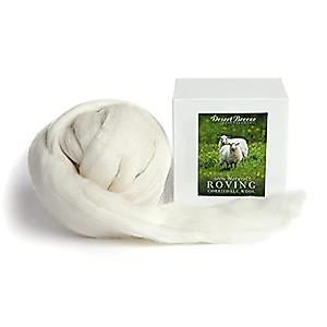100% Natural White Wool Roving Top, 8 OZ Corriedale, Made in South America, Best Core Wool for Needle Felting, Wet Felting, Spinning, Dryer Balls, Stuffing, Big Yarn Roving, 29.5 Micron, Un-Dyed