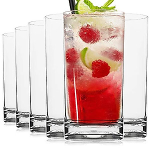 Vivocci Unbreakable Tritan Plastic Water Drinking Glasses 16 oz | Ideal for Juice Beverages & Cocktails | Shatterproof Barware | Highball Tall Clear Cup Tumblers | Dishwasher Safe Drinkware | Set of 6