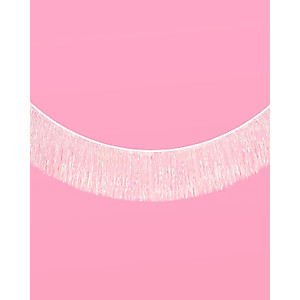 xo, Fetti White Iridescent Fringe Banner - 5 Ft. | Bachelorette Party Decorations, Birthday Party Decor, Baby Shower Supplies, Photo Booth Banner Backdrop