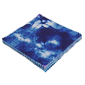 Soimoi Precut 10-inch Tie Dye Prints Cotton Fabric Bundle Quilting Squares Charm Pack DIY Patchwork Sewing Craft- Blue-YF