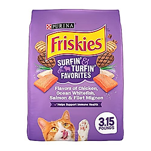 Purina Friskies Dry Cat Food, Surfin' & Turfin' Favorites - (4) 3.15 lb. Bags