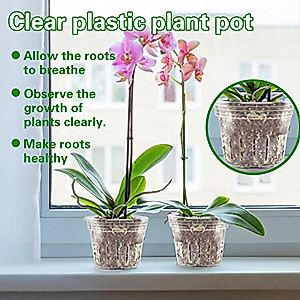 Zddaoole Orchid Pot,9 Each of 4.8,5.7 and 6.4 Inch Orchid Pots with Holes,Clear Plastic Flower Plant Pots for Repotting Indoor Outdoor,Breathable Slotted Orchids Planter