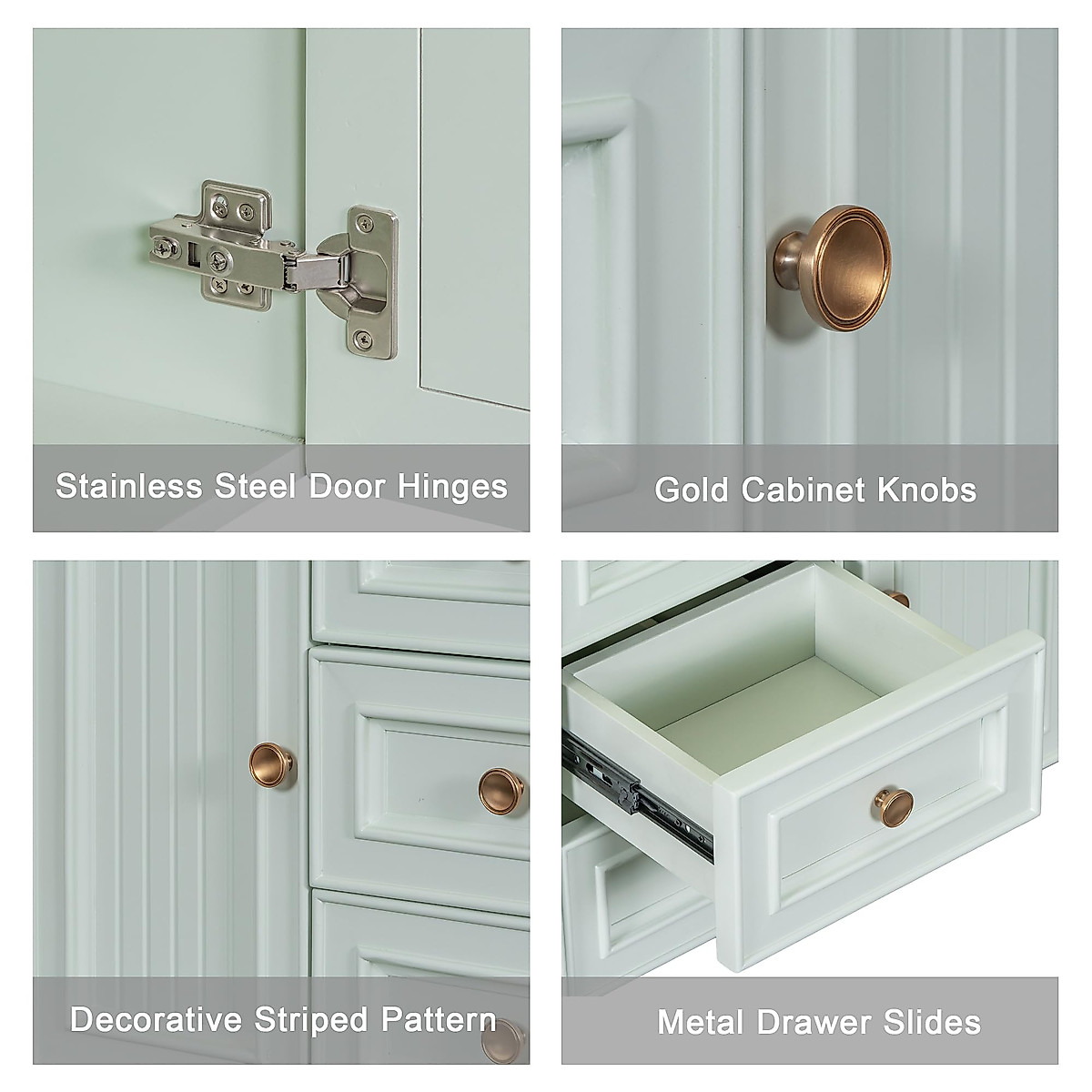 Bellemave Wall Mounted Bathroom Vanity with Ceramic Sink Combo, Modern 30" Bathroom Vanity Set with Drawers & Storage Cabinet Wood Hanging Bath Cabinet(Green)